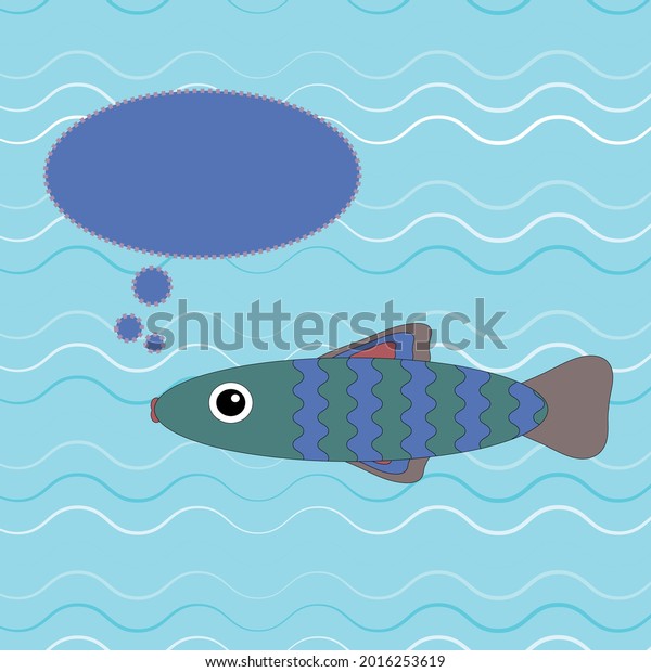 Cute Graphic Cartoon Fish Message Against Stock Vector (Royalty Free ...