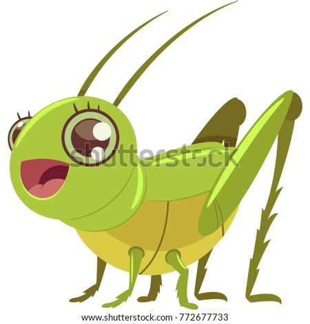 Cute Grasshopper Vector Cartoon Character Isolated Stock Vector ...
