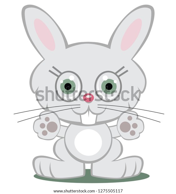 Cute Gray Cartoon Bunny Looking Straight Stock Vector (Royalty Free ...