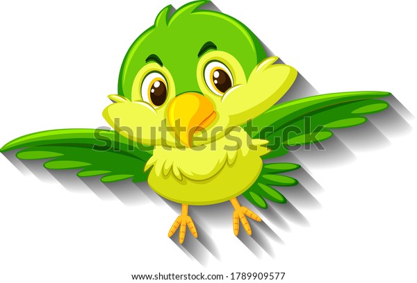 Cute Green Bird Cartoon Character Illustration Stock Vector (Royalty ...
