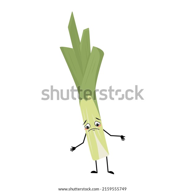 Cute Green Leek Character Sad Emotions: เวกเตอร์สต็อก (ปลอดค่าลิขสิทธิ์ ...