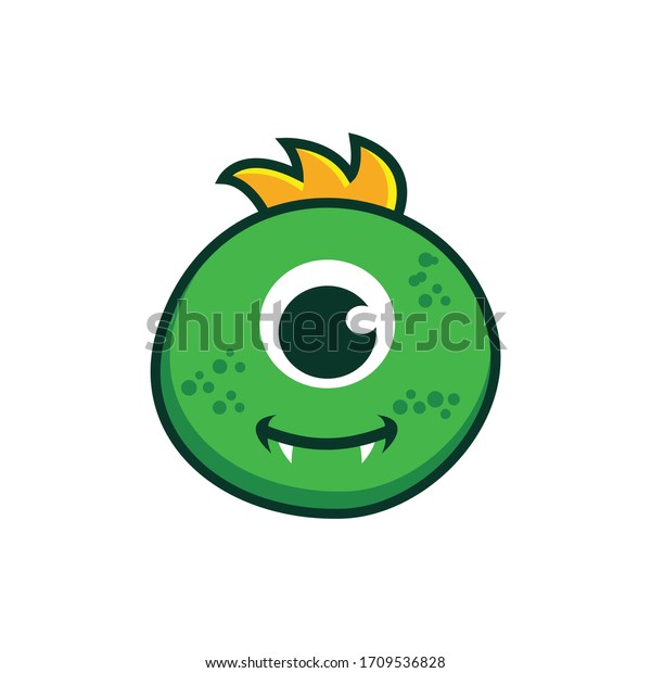 Cute Green Monster Logo Isolated On Stock Vector (Royalty Free ...