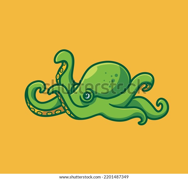 Cute Green Octopus Walking Isolated Cartoon Stock Vector (Royalty Free ...