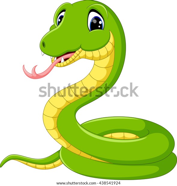 Cute Green Snake Cartoon Stock Vector (Royalty Free) 438541924