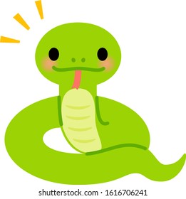 Cute Green Snake Character Smiling Stock Vector (Royalty Free ...
