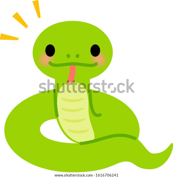 Cute Green Snake Character Smiling Stock Vector (Royalty Free ...
