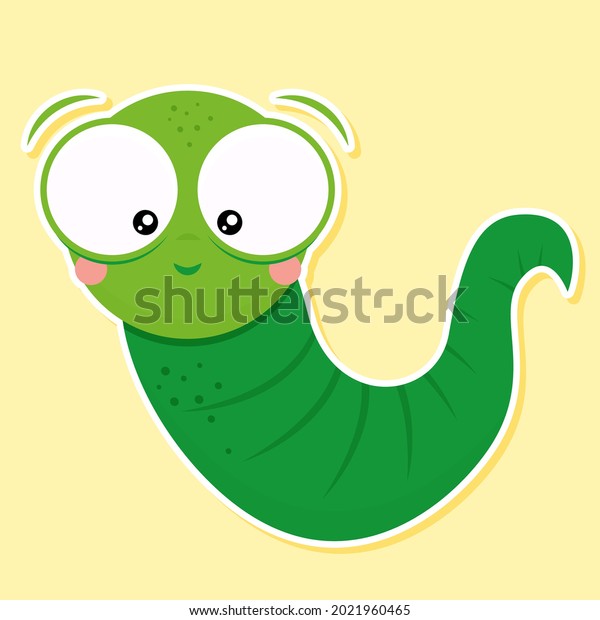 Cute Green Worm Isolated Back School Stock Vector (Royalty Free ...