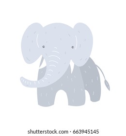 Cute Grey Elephant Vector Illustration Stock Vector (Royalty Free ...