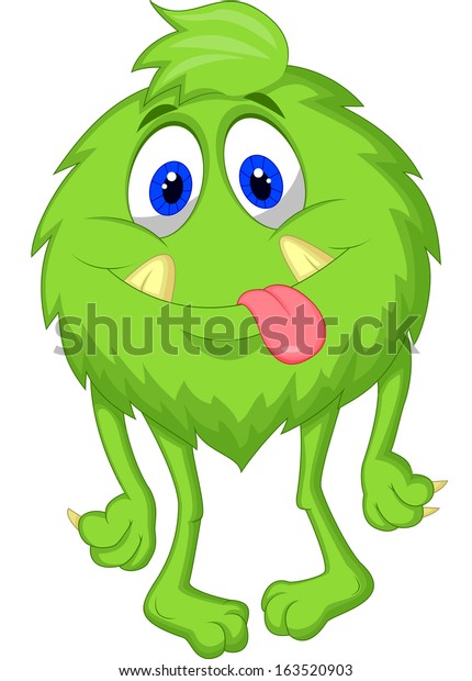 Cute Hairy Green Monster Stock Vector Royalty Free 163520903