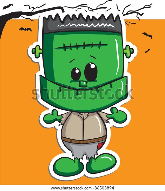 Cute Halloween Character Frankenstein Stock Vector (Royalty Free) 86503894