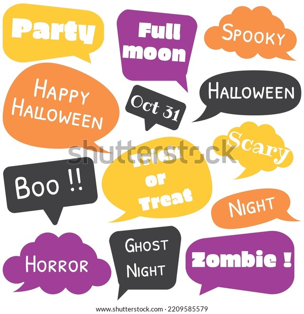 Cute Halloween Day Speech Bubbles Text Stock Vector (Royalty Free ...