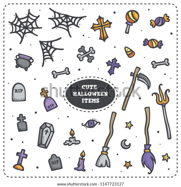 Cute Halloween Elements Spider Web Candy Stock Vector (Royalty Free ...