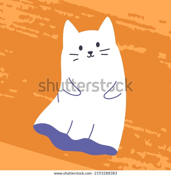 Cute Halloween Ghost Cat Dog Character Stock Vector (Royalty Free ...