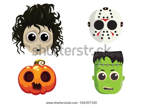 Cute Halloween Masks: เวกเตอร์สต็อก (ปลอดค่าลิขสิทธิ์) 506307100 ...