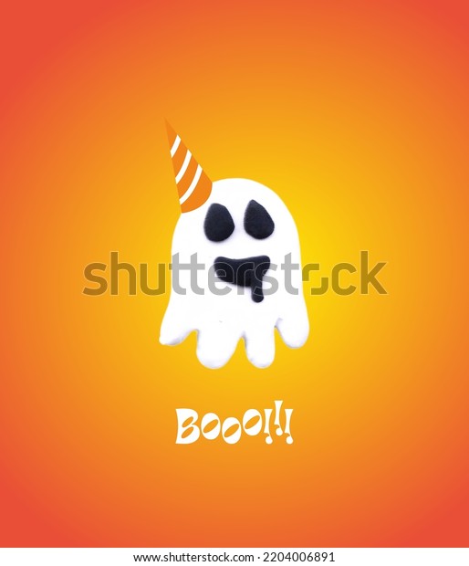 Cute Halloween Party Ghost Made White Stock Vector (Royalty Free ...
