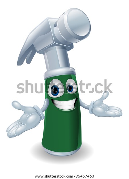 Cute Hammer Cartoon Character Mascot Illustration: เวกเตอร์สต็อก (ปลอด ...