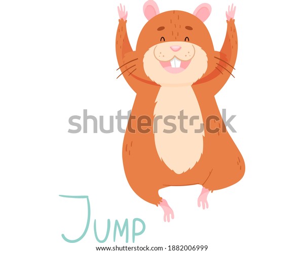 Cute Hamster Jumping Demonstrating English Verb Stock Vector (Royalty ...