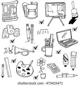 Cute Hand Draw School Object Doodles Stock Vector (Royalty Free ...