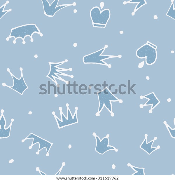 Cute Hand Drawn Blue Seamless Pattern Stock Vector (Royalty Free ...