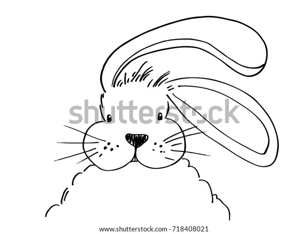 cute hand drawn bunny rabbit vector with big fat cheeks and long floppy ...