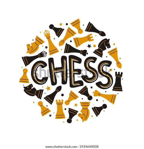 Cute Hand Drawn Chess Emblem Chess 库存矢量图（免版税）1934640008