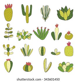 Cute Hand Drawn Doodle Cactus Succulent Stock Vector (Royalty Free ...