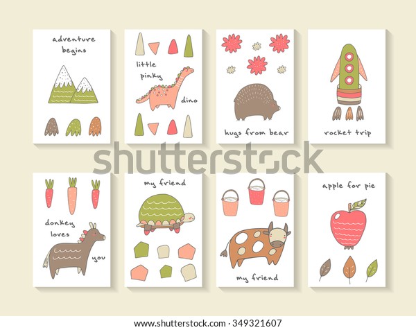 Cute Hand Drawn Doodle Cards Brochures Stock Vector (Royalty Free ...