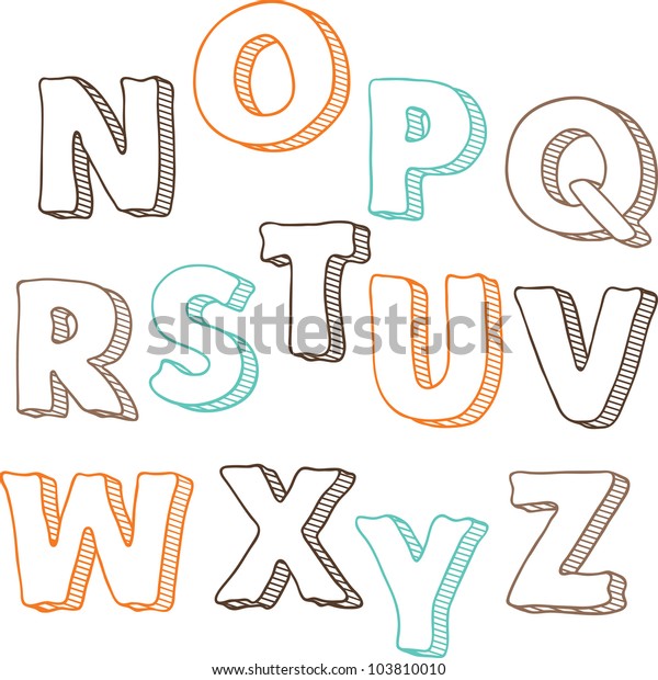 Cute Hand Drawn Font Vector Letters Stock Vector (Royalty Free ...