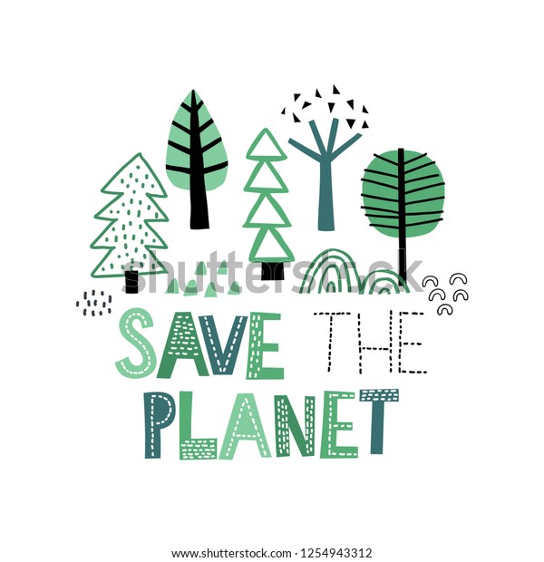Cute Hand Drawn Forest Hand Drawn Stock Vector (Royalty Free) 1254943312