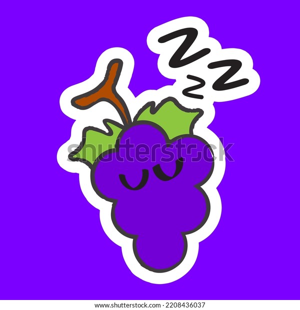 Cute Hand Drawn Fruit Sleeping Grapes Stock Vector (Royalty Free ...