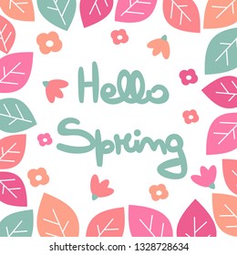 Cute Hand Drawn Lettering Hello Spring Stock Vector (Royalty Free ...
