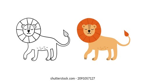 Cute Hand Drawn Lion Vector Illustration Stock Vector (Royalty Free ...