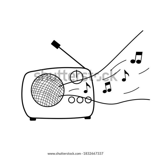 Cute Hand Drawn Radio Vector Illustration Stock Vector (Royalty Free ...
