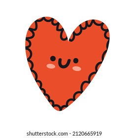 Cute Hand Drawn Red Heart Face Stock Vector (Royalty Free) 2120665919 ...