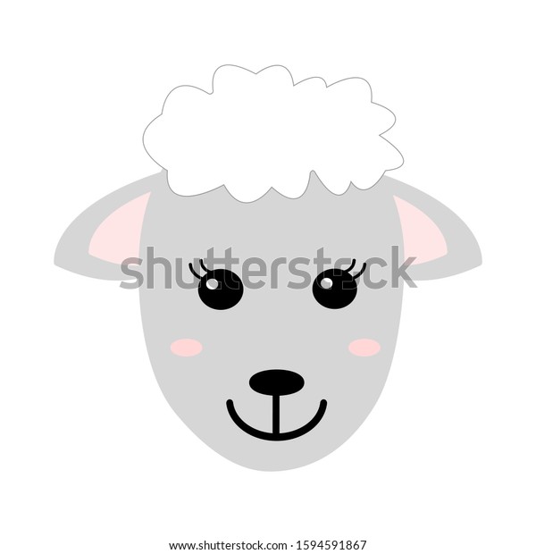 Cute Hand Drawn Smiling Sheep Cartoon Stok Vektör (Telifsiz) 1594591867 ...
