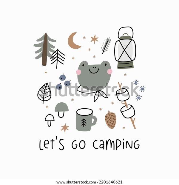 Cute Hand Drawn Vector Print Camping Stock Vector (Royalty Free ...