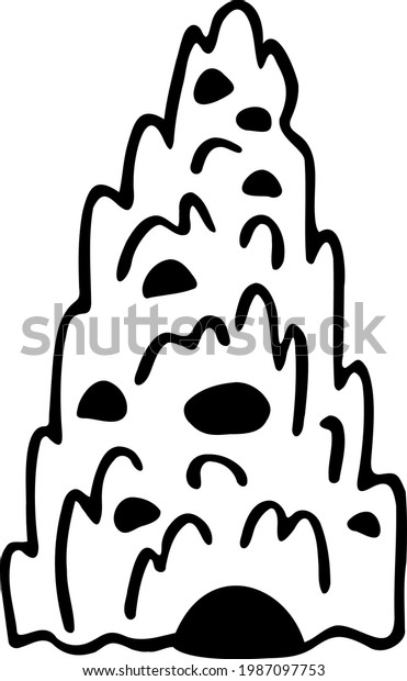 Cute Handdrawn African Termite Mound Building Stock Vector (Royalty ...