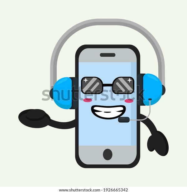 Cute Handphone Cartoon Headphone Vector Illustration 库存矢量图（免版税 ...