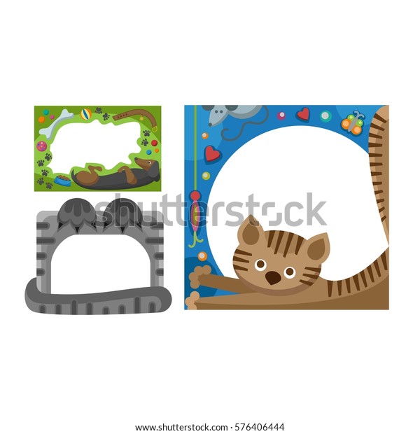 Cute Happy Birthday Border Cat Photo Stock Vector (Royalty Free ...