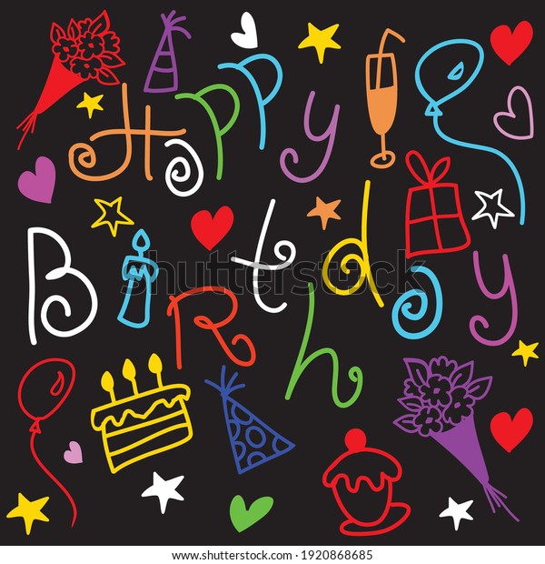 Cute Happy Birthday Illustration Vector Stock Vector (Royalty Free ...