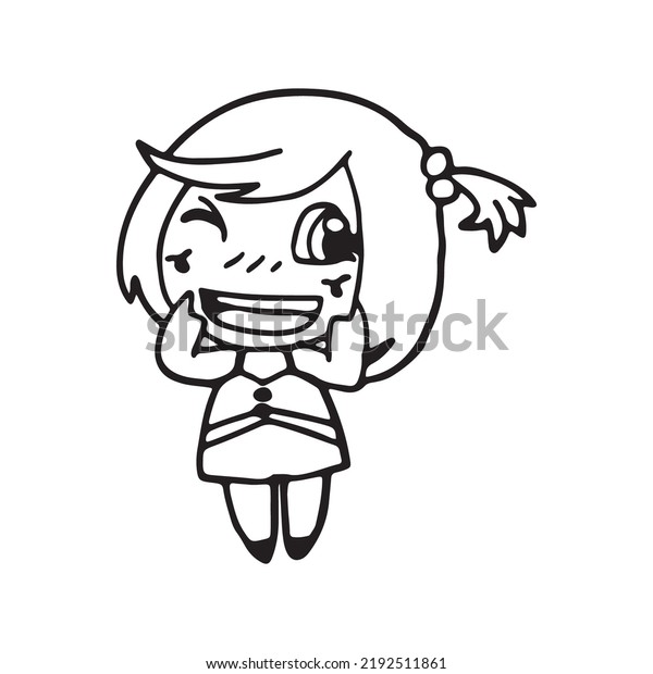 Cute Happy Cartoon Doodle Girl Kids Stock Vector (Royalty Free ... Cute Happy Cartoon Doodle Girl Kids Stock Vector (Royalty Free ...