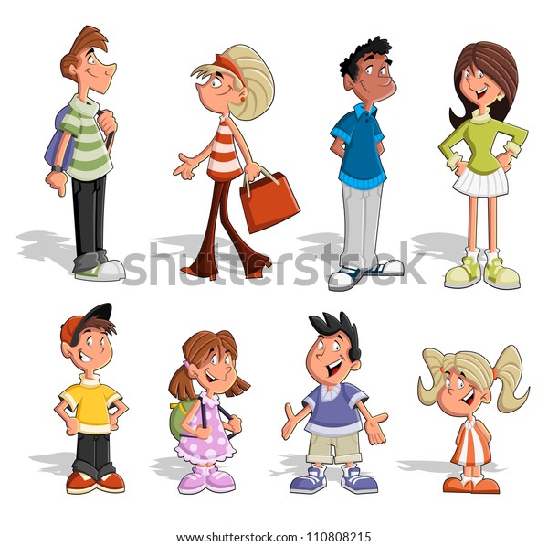 Cute Happy Cartoon People Stock Vector (Royalty Free) 110808215