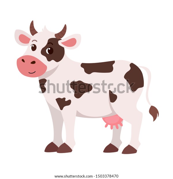 Cute Happy Cattle Barn Smile Animal Stock Vector (Royalty Free ...