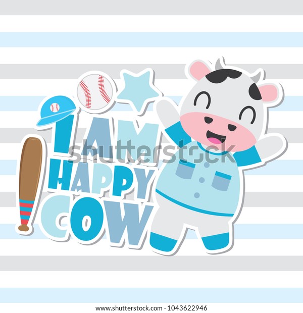 Cute Happy Cow Vector Cartoon Illustration Stock Vector (Royalty Free ...