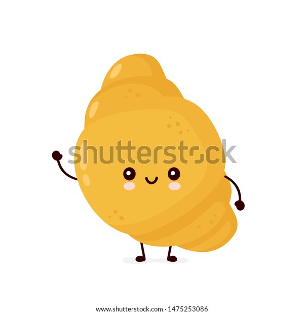 Cute Happy Croissant Vector Flat Cartoon Stock Vector (Royalty Free ...