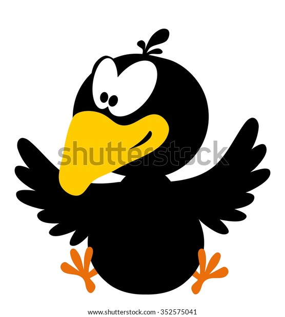 Cute Happy Crow Isolated On White: vector de stock (libre de regalías ...