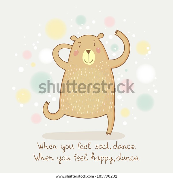 Cute Happy Dancing Bear Cartoon Character Stock Vector (Royalty Free ...