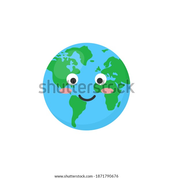 Cute Happy Earth Planet Isolated On Stock Vector (Royalty Free ...