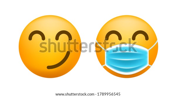 Cute Happy Emoticon Face Mask On Stock Vector (Royalty Free) 1789956545 ...