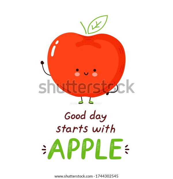 Cute Happy Funny Apple Vector Cartoon Stock Vector (Royalty Free ...